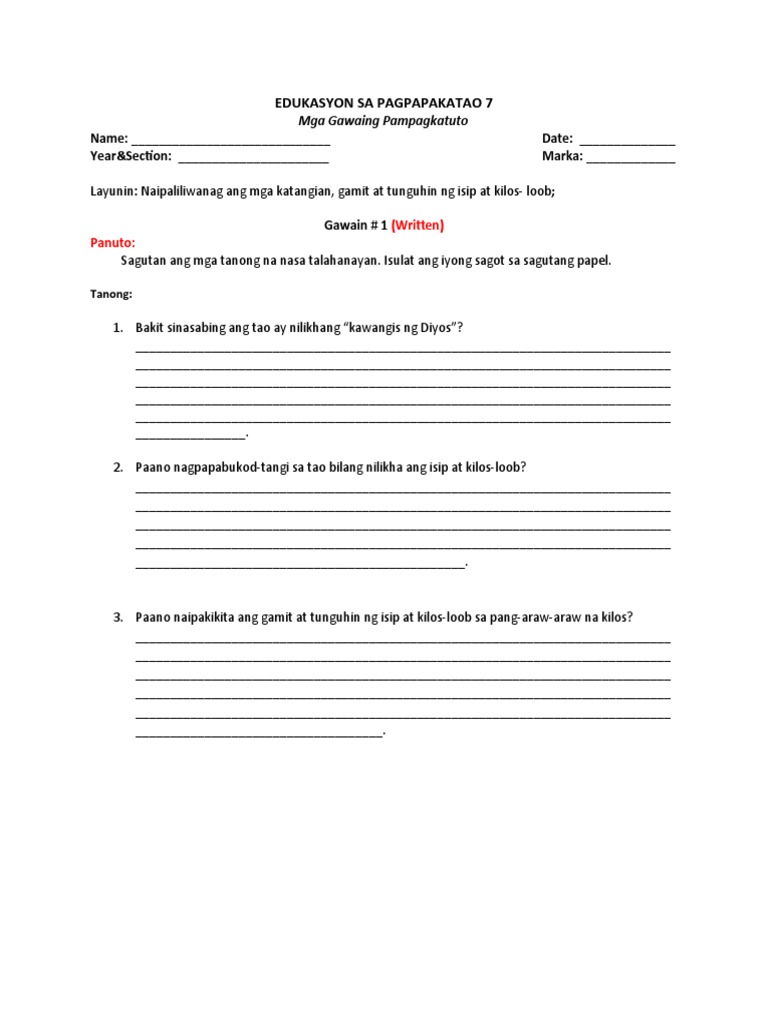 Esp 7 Activity Sheets | PDF