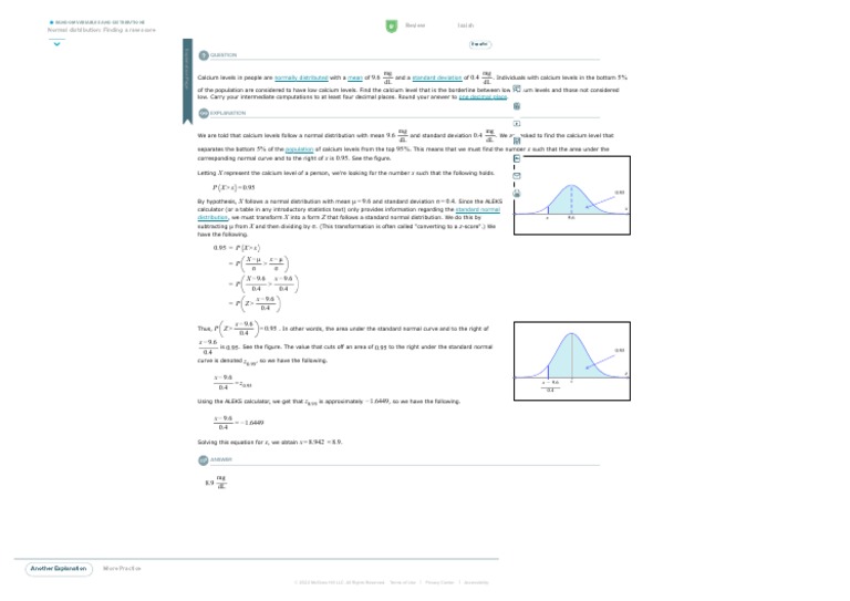 Calcium Levels in People Are Normally Distributed With A Mean o | PDF ...