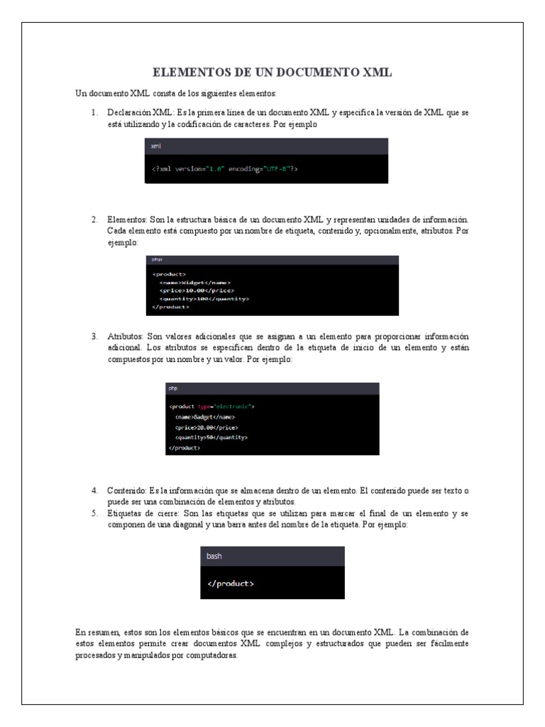 Elementos de Un Documento XML | PDF