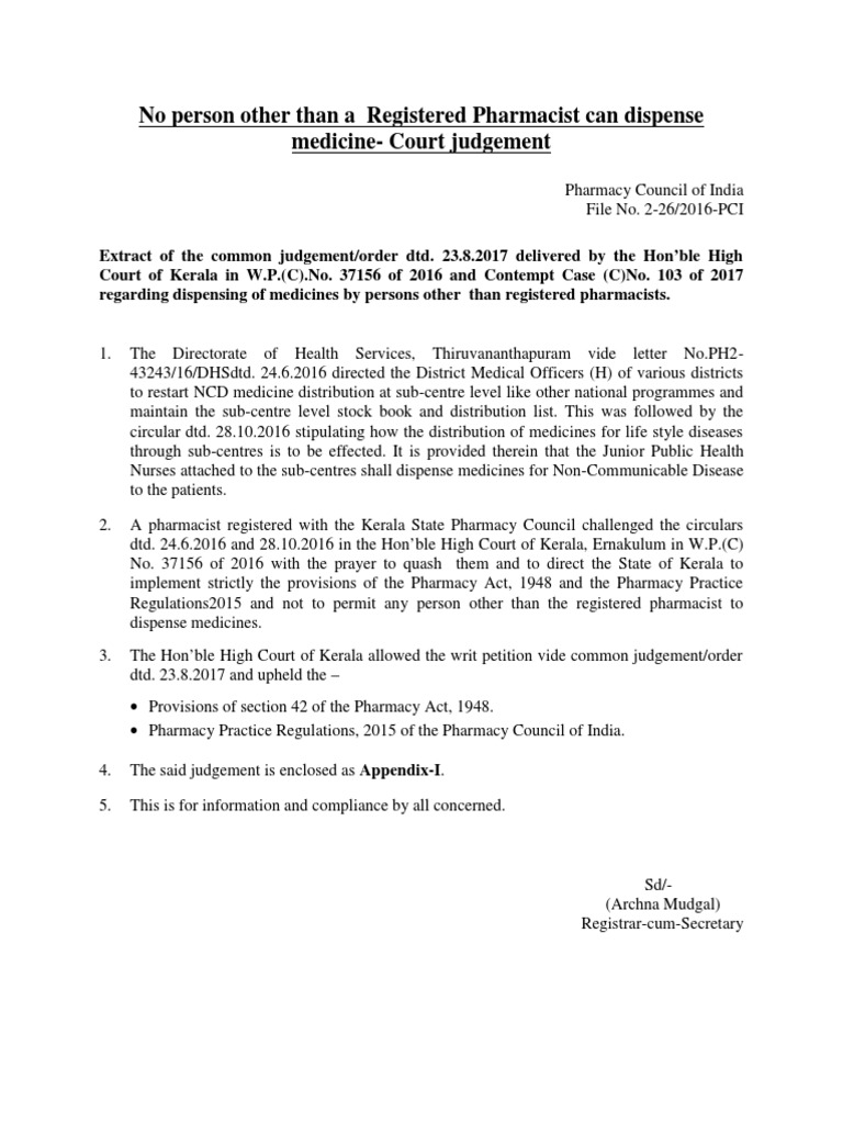 Court Ruling on Pharmacist Dispensing Rights | PDF | Pharmacy | Medical ...