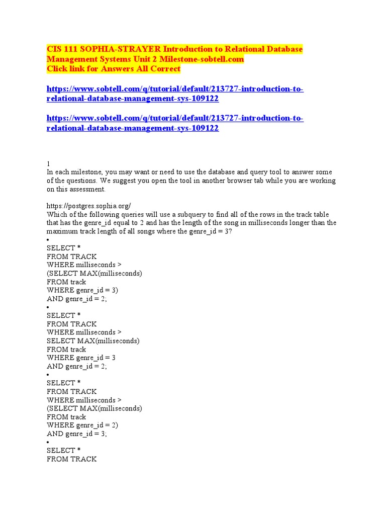 Unit 2 Milestone Introduction To Relational Database Management Systems | PDF | Database Index ...