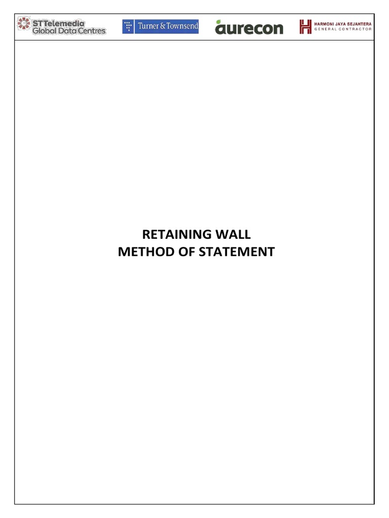 Method of Statement Retaining Wall Rev 01 | PDF | Concrete | Secondary ...
