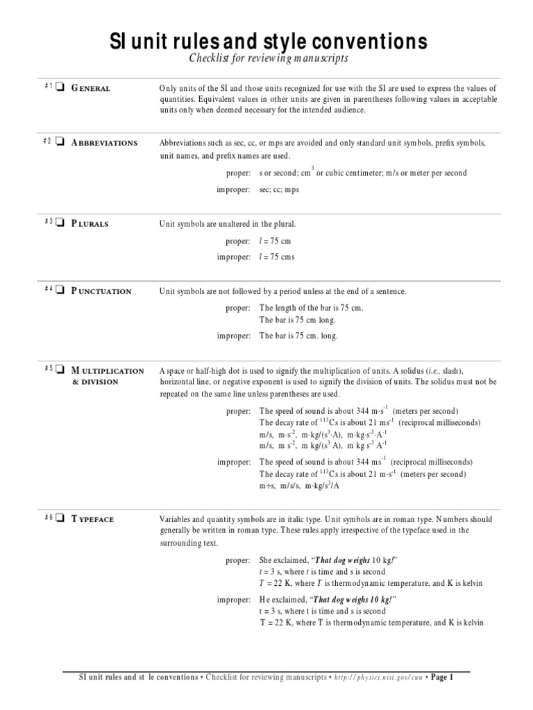 SI Unit Rules and Conventions Guide | PDF | Parts Per Notation | Molar ...