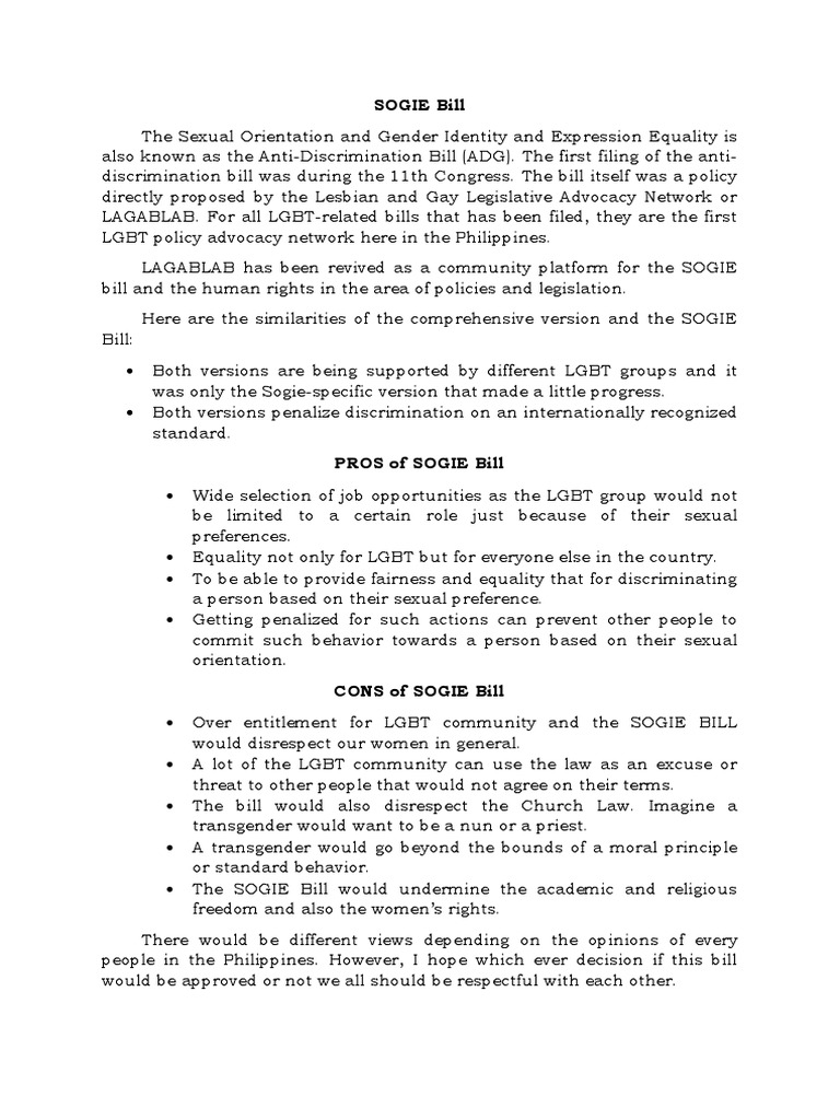 Sogie Bill Opposition Points | PDF | LGBTQIA+ Studies | Lgbt