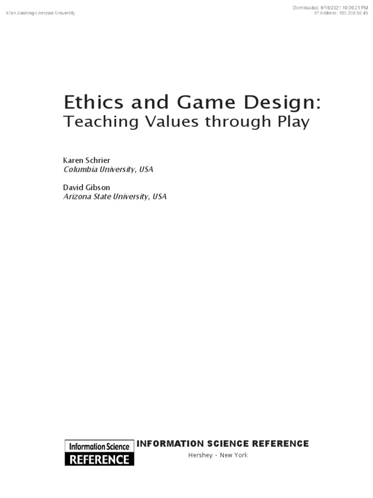 Ethic and Game Design | PDF | Thought | Video Games
