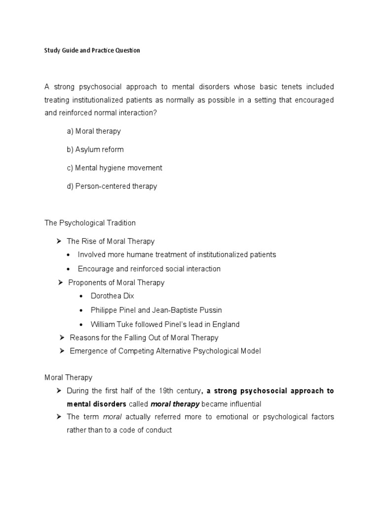 Moral Therapy | PDF | Psychotherapy | Psychiatric Hospital