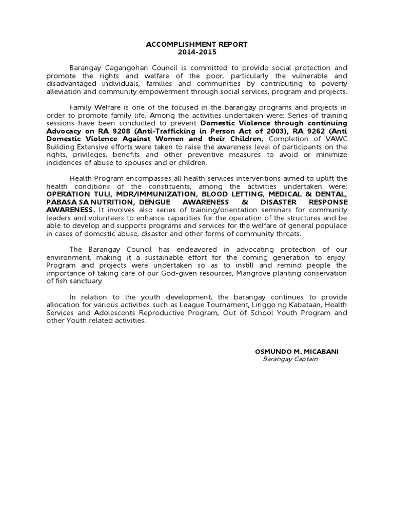 Accomplishment Report | PDF