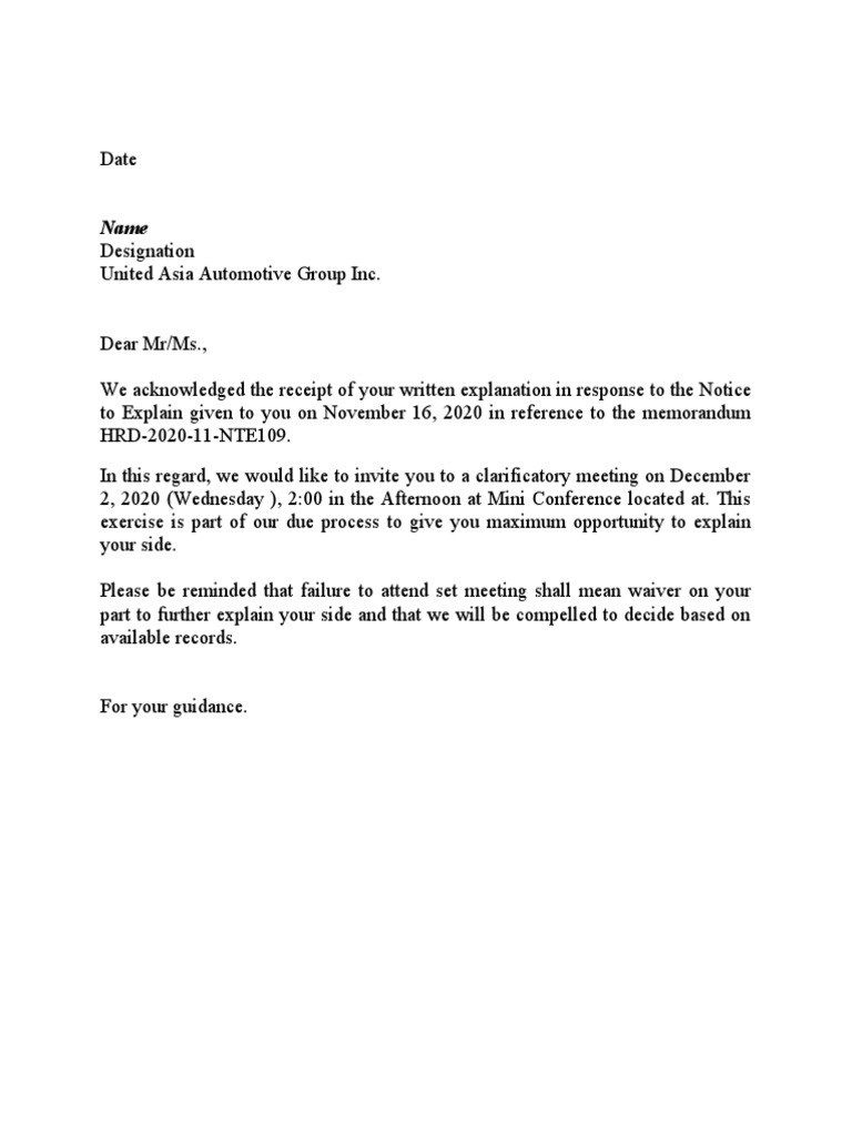 Clarificatory Meeting - Format | PDF