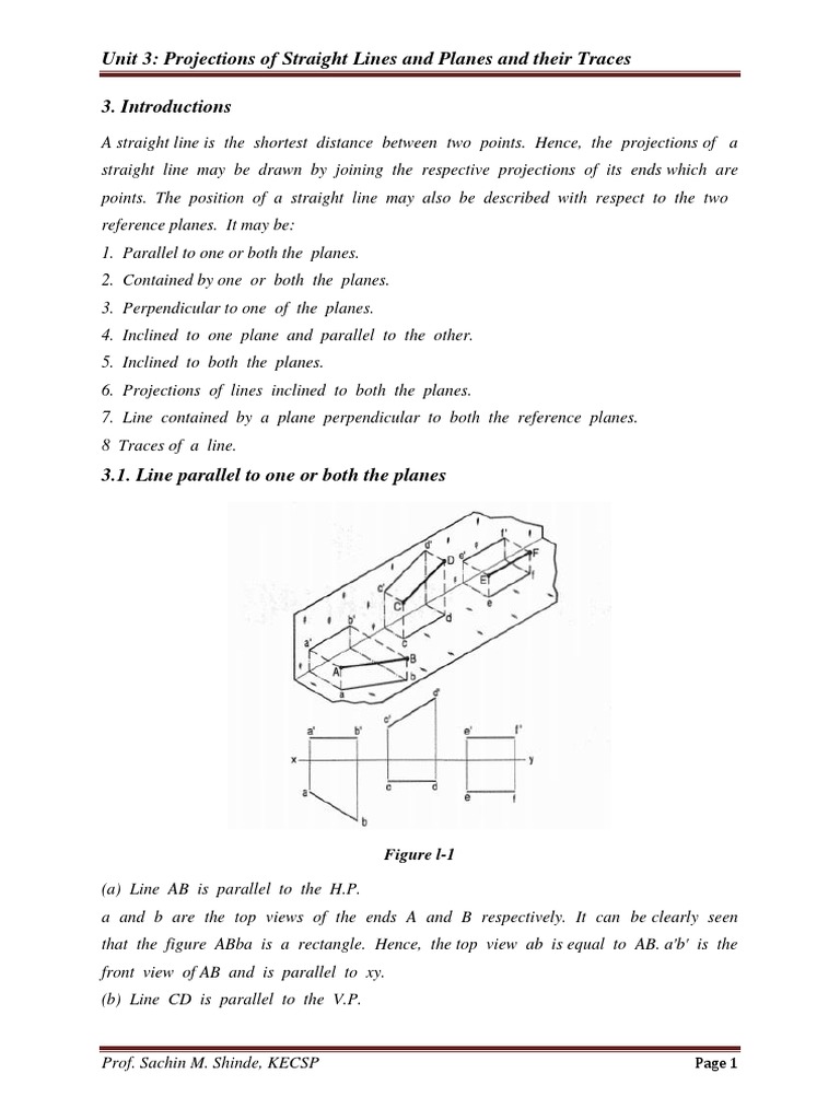 Unit 3 Projections of Straight Lines and Planes and Their Traces ...