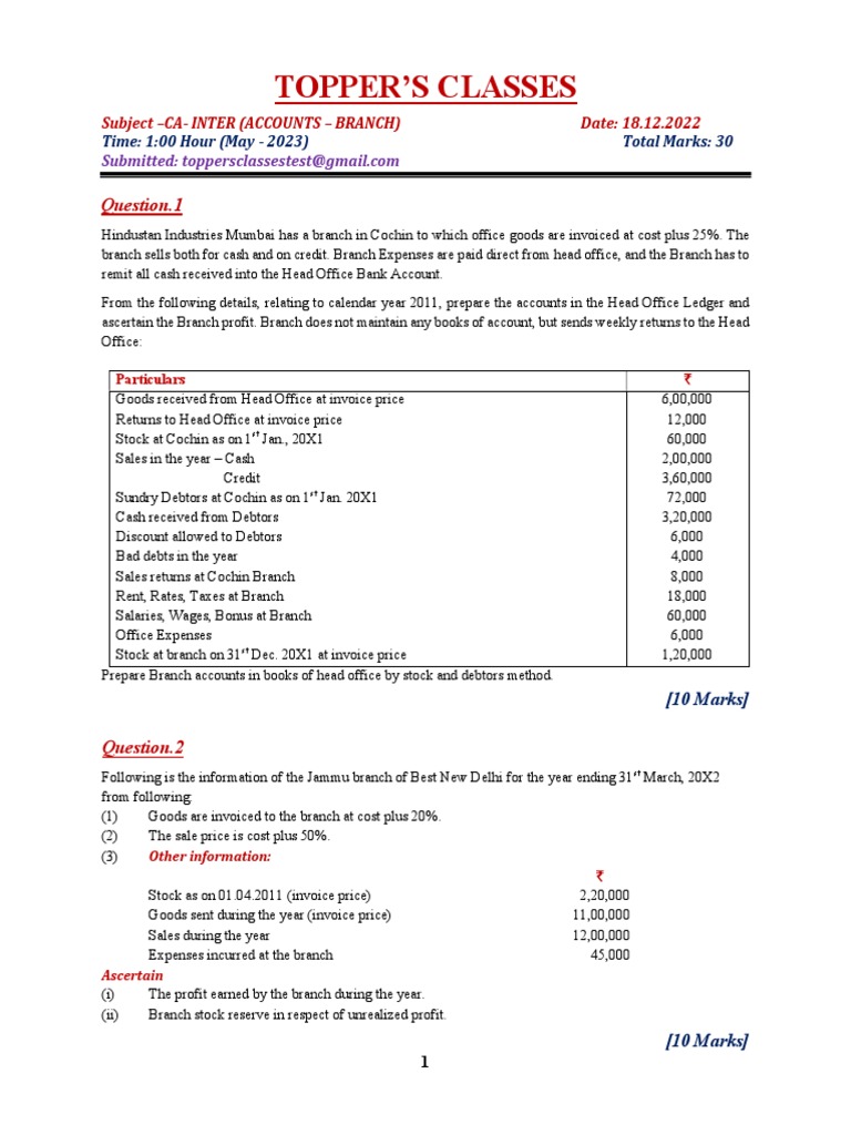 Branch Test | PDF | Expense | Invoice