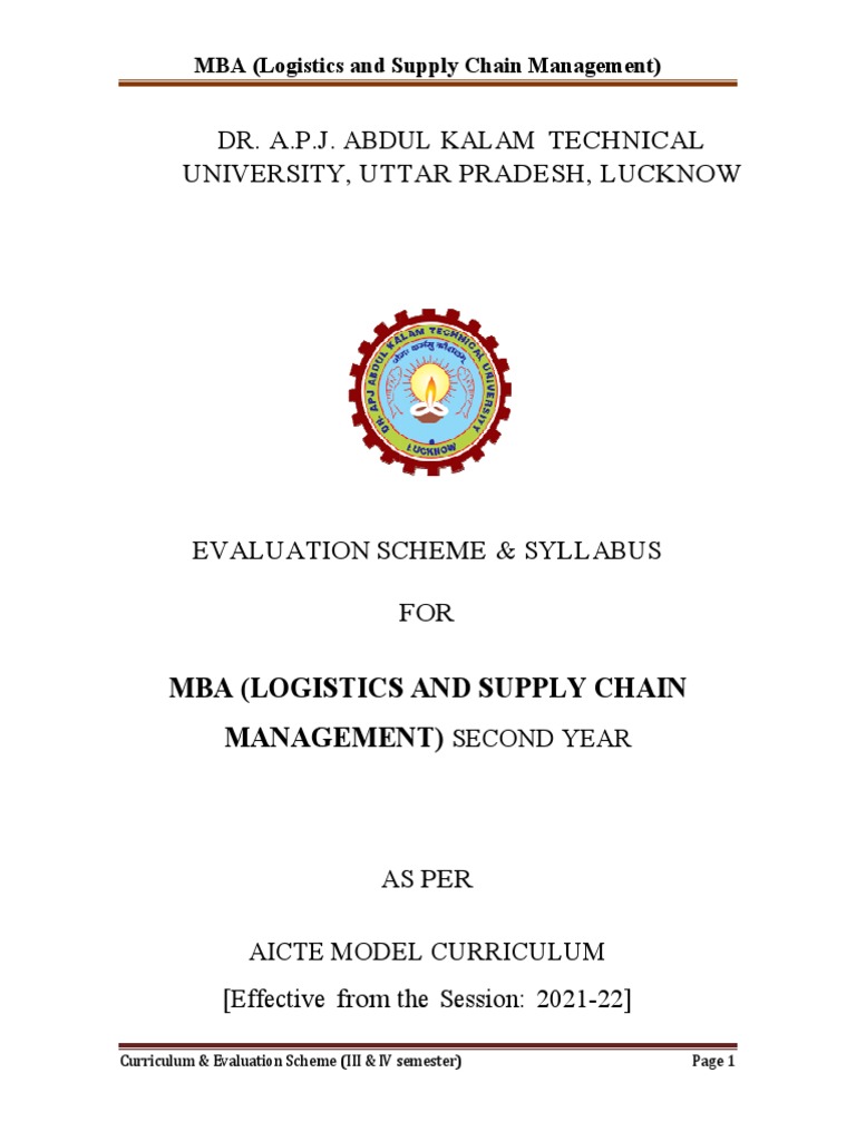 MBA - Logistic & SCM - 2nd Year Syllabus - 2021 | PDF | Strategic Management | Procurement