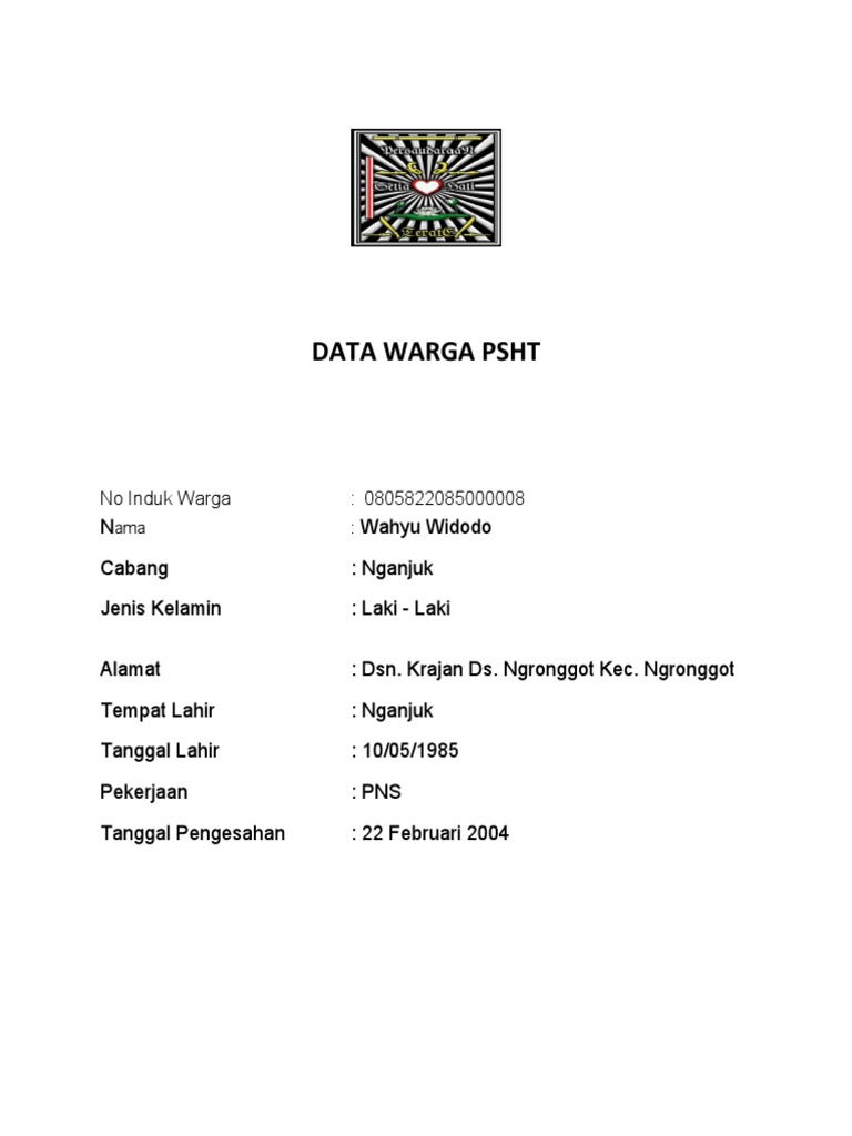 Data Warga PSHT | PDF