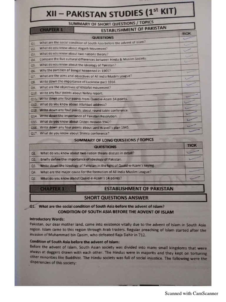 Shahjee Pakistan Studies Notes - Compressed | PDF