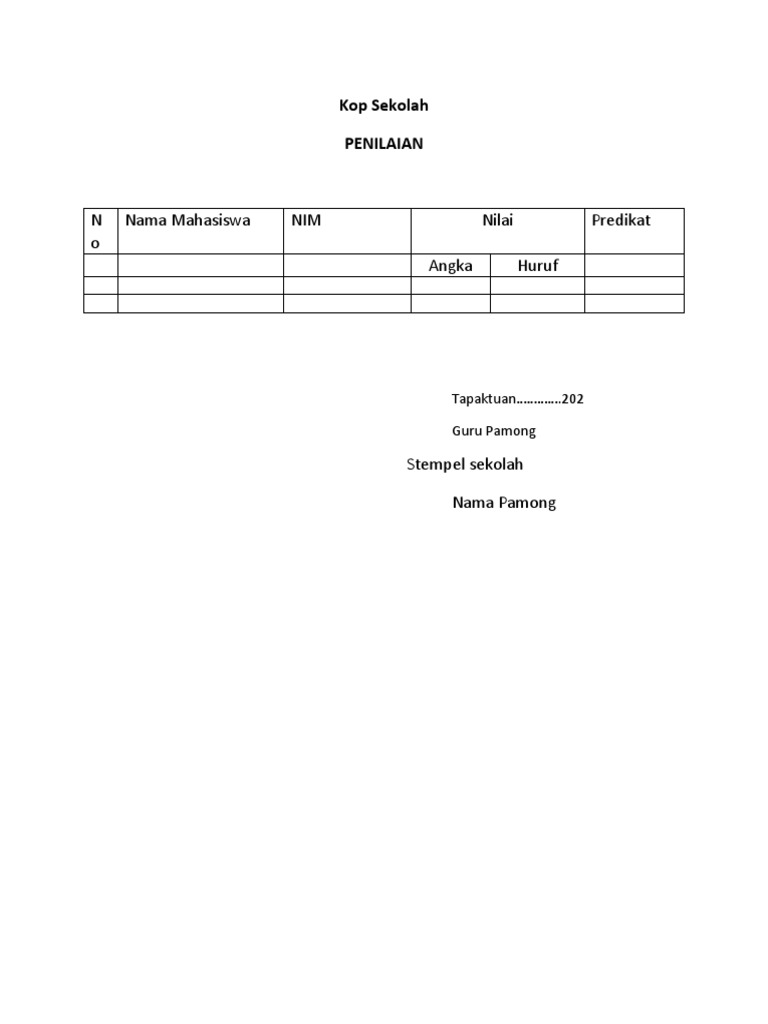 Format Penilaian | PDF