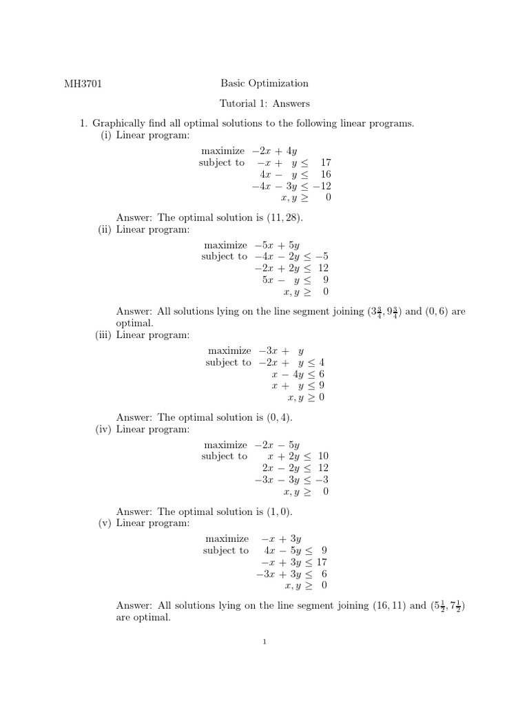 Week01 Answers PDF | PDF | Linear Programming | Mathematical Optimization