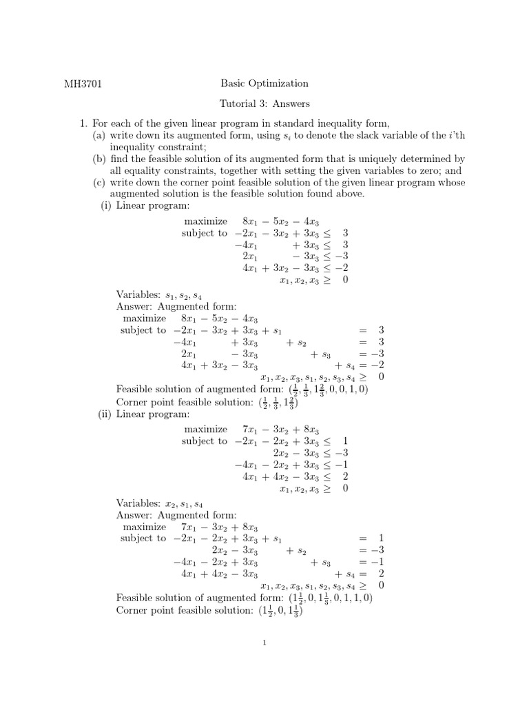 Week03 Answers PDF | Download Free PDF | Linear Programming | Mathematical Optimization