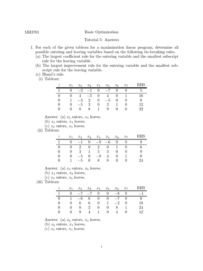Week05 Answers PDF | PDF | Linear Programming | Combinatorics