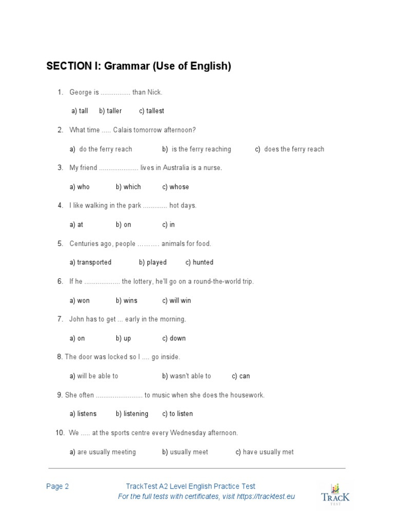 A2 English Test Ss - PRACTICE | PDF | Thailand | Restaurants