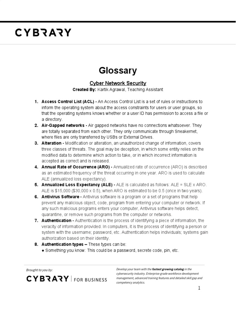 Cyber Network Security Glossary | Download Free PDF | Security ...
