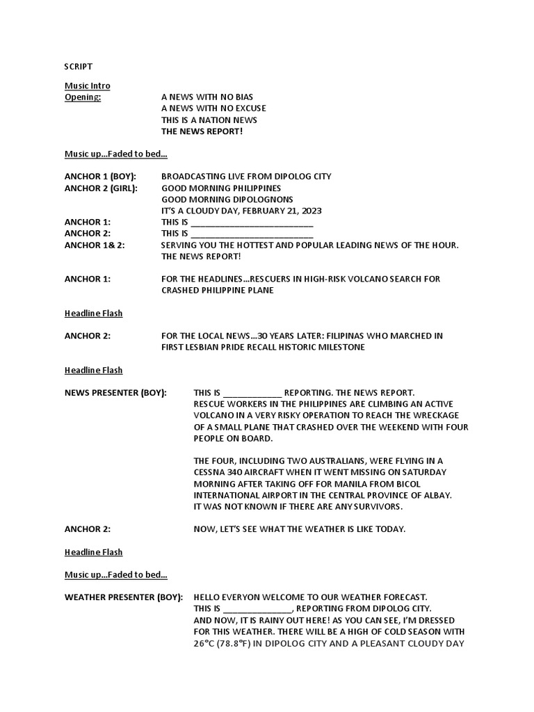 SCRIPT For News Report | Download Free PDF | Airliner | Aviation ...