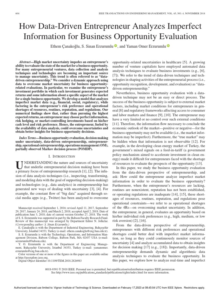 How Data-Driven Entrepreneur Analyzes Imperfect Information For ...