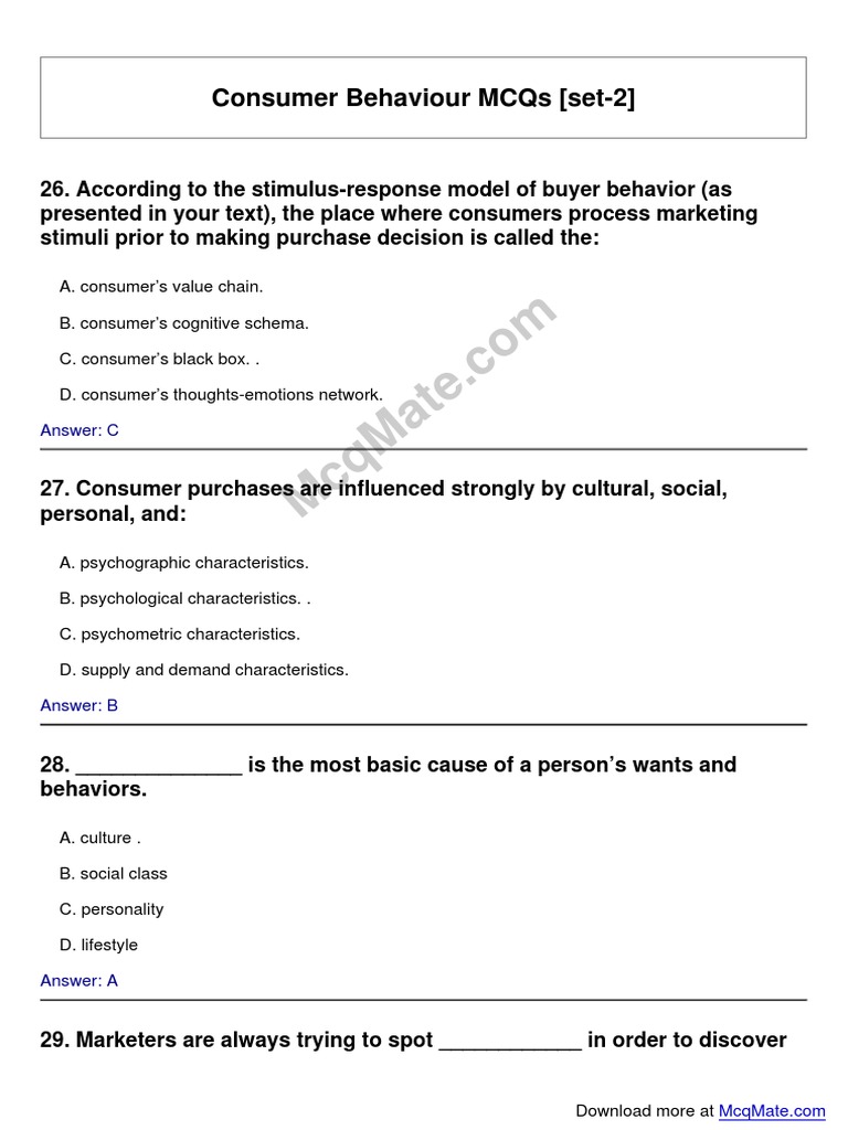 Consumer-Behaviour Solved MCQs (Set-2) | PDF | Consumer Behaviour ... Consumer-Behaviour Solved MCQs (Set-2) | PDF | Consumer Behaviour ...