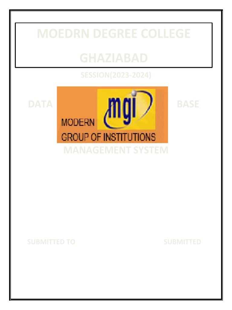 DBMS Assignment Front Page Design | PDF