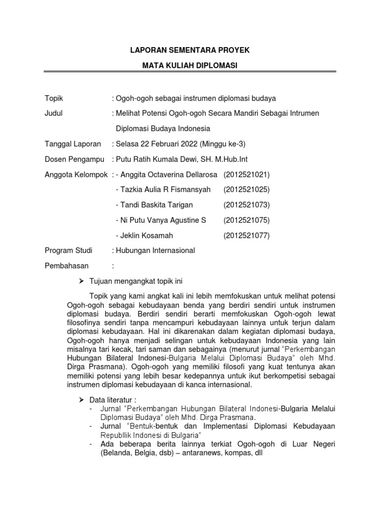 PROGRESS REPORT KEL A (OGOH-OGOH) - Digabungkan | PDF | Seni