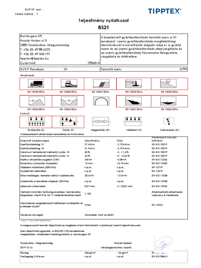 DOP - Tipptex® BS21 - HU | PDF