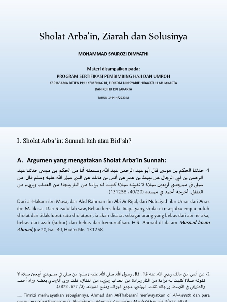 Sholat Arba'in, Ziarah Dan Solusinya | PDF
