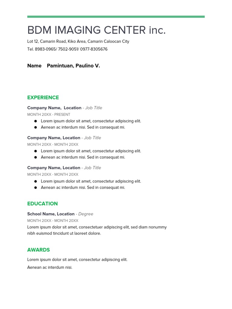 BDM Imaging Center Contact Details | PDF | Business
