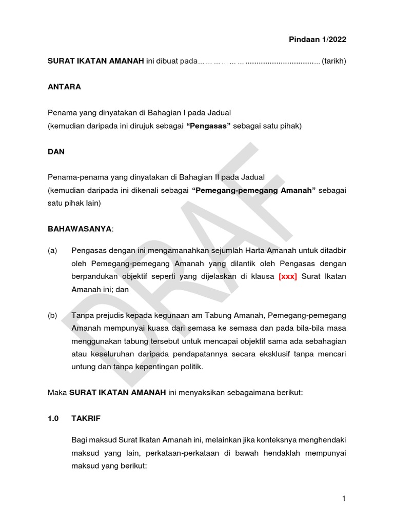 Surat Ikatan Amanah dan Tanggungjawab | PDF