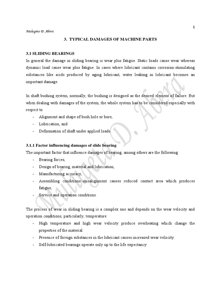 Sliding Bearing Damage Analysis | PDF | Bearing (Mechanical) | Wear