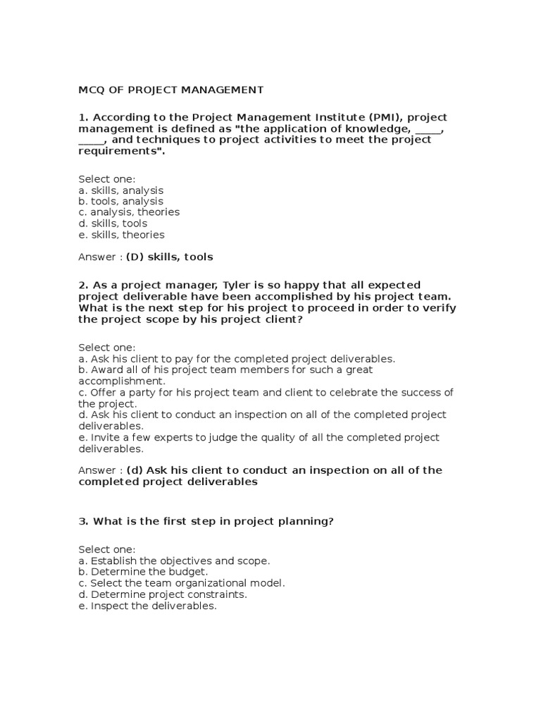 MCQ of Project Management Part 1 1 Compress | PDF | Project Management ... MCQ of Project Management Part 1 1 Compress | PDF | Project Management ...