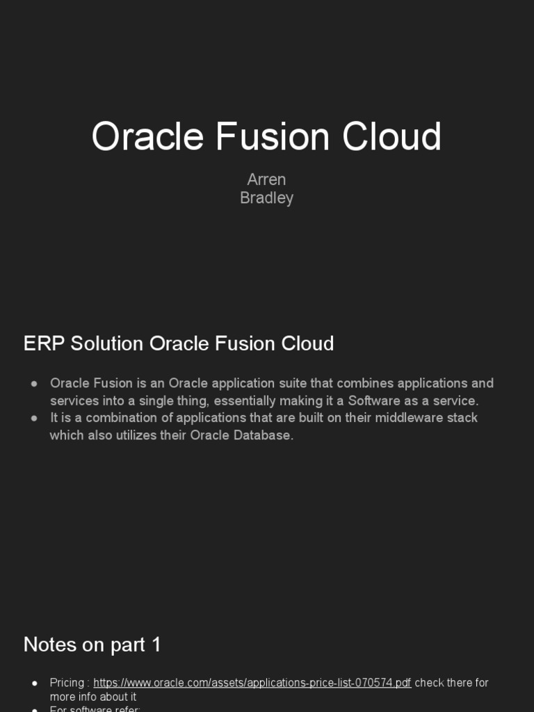Oracle Fusion Cloud Erp Solution Pdf Cloud Computing Sales