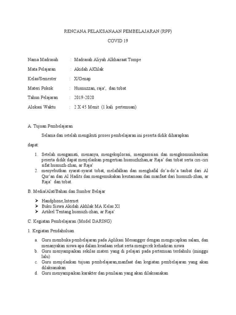 Contoh RPP | PDF | Sains & Matematika