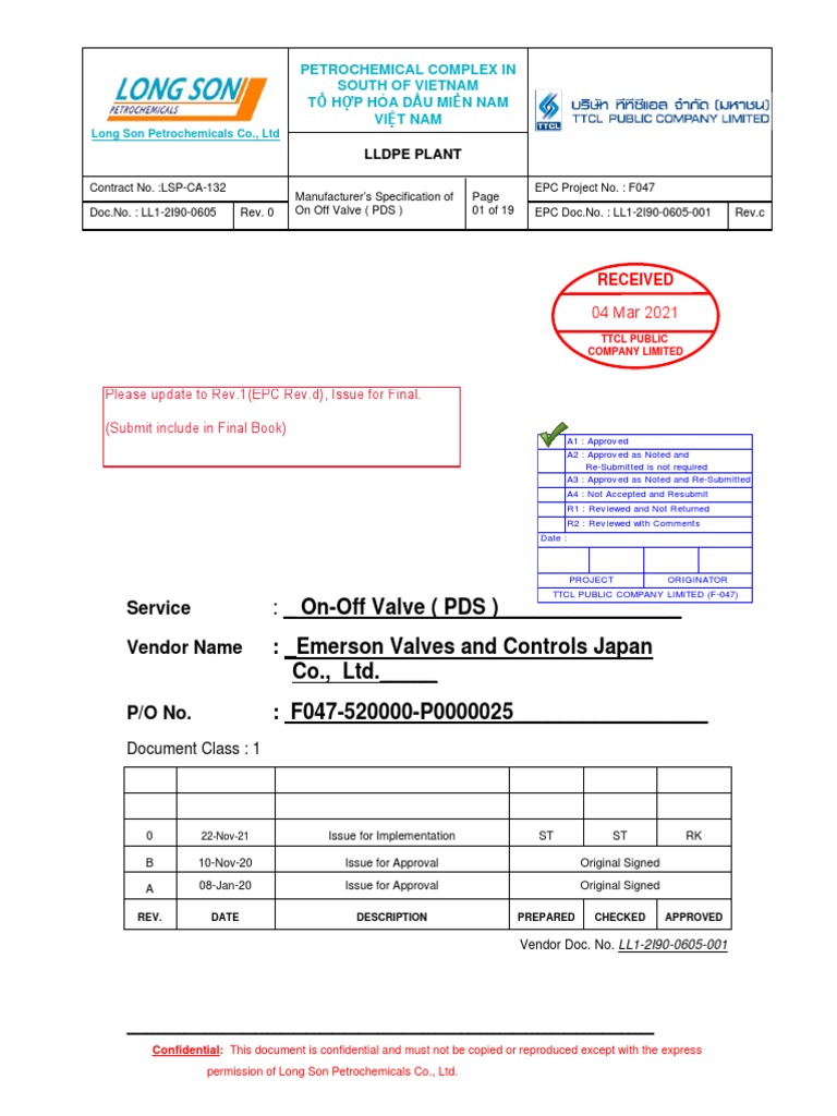 LL1-2I90-0605-001 - 0 - Data Sheet | PDF | Valve | Pipe (Fluid Conveyance)
