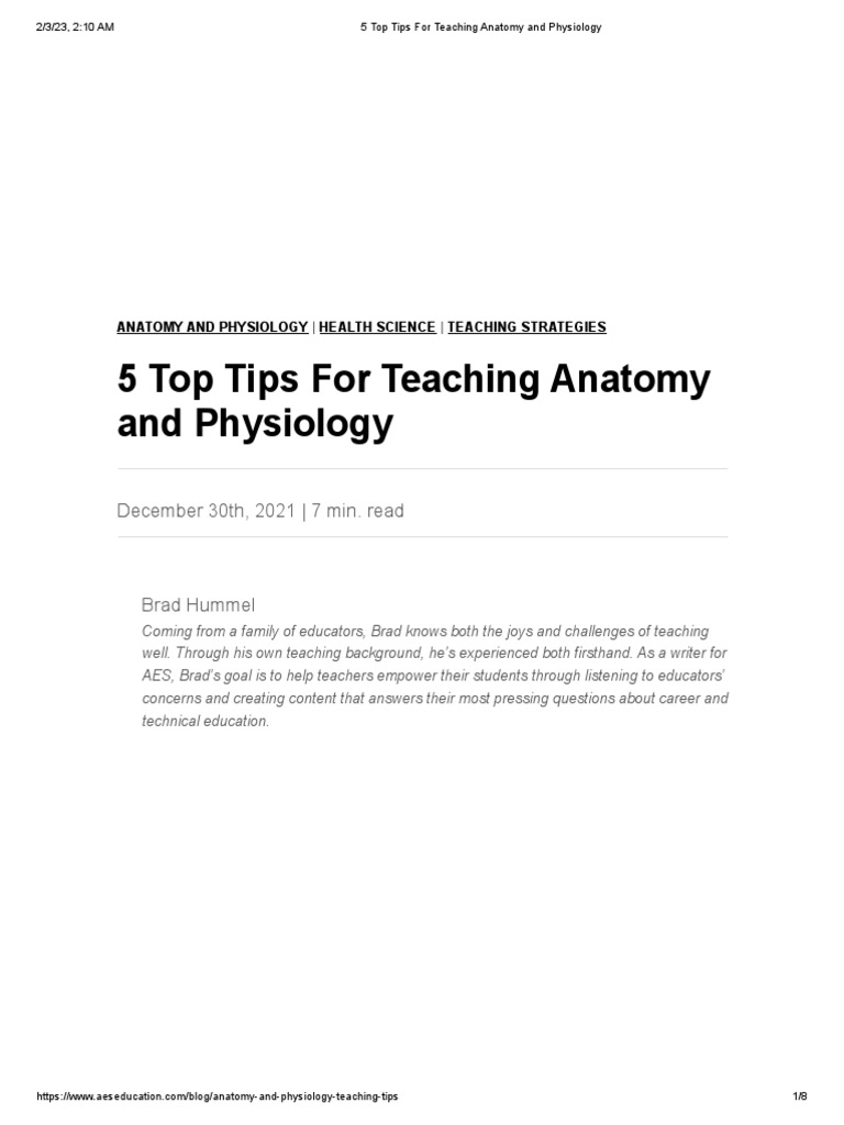 5 Top Tips For Teaching Anatomy and Physiology | PDF | Teachers | Learning