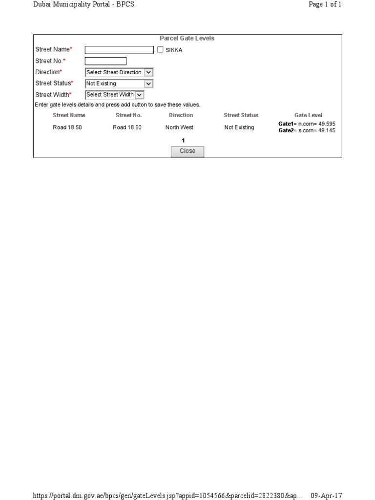 Dubai Municipality Portal - Gate Level Details | PDF