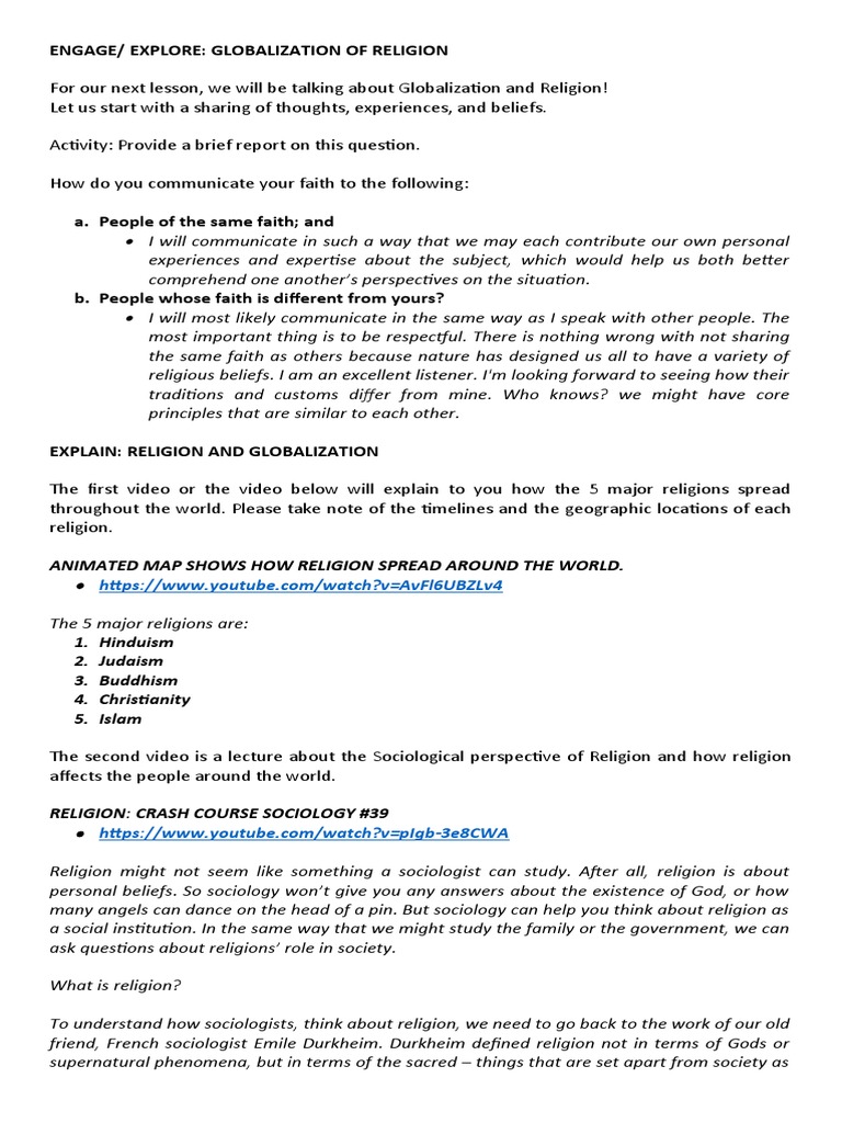 Midterm - Lesson 2 The Globalization in Religion | PDF | Protestantism ...