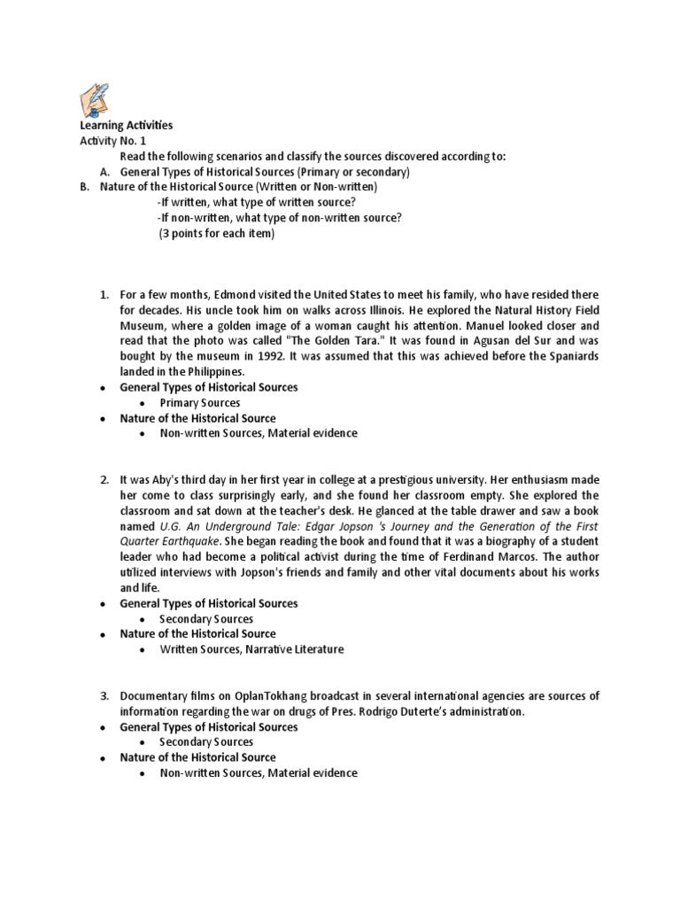 Classifying Historical Sources Activities | PDF | Bias | Historian