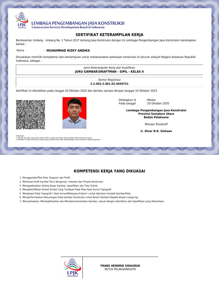 Sertifikat Juru Gambar Konstruksi | PDF