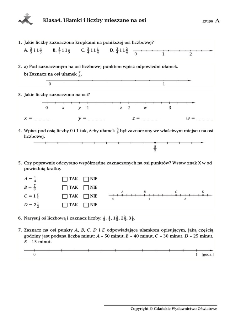 3 Ułamki I Licz. Mieszane Na Osi | PDF
