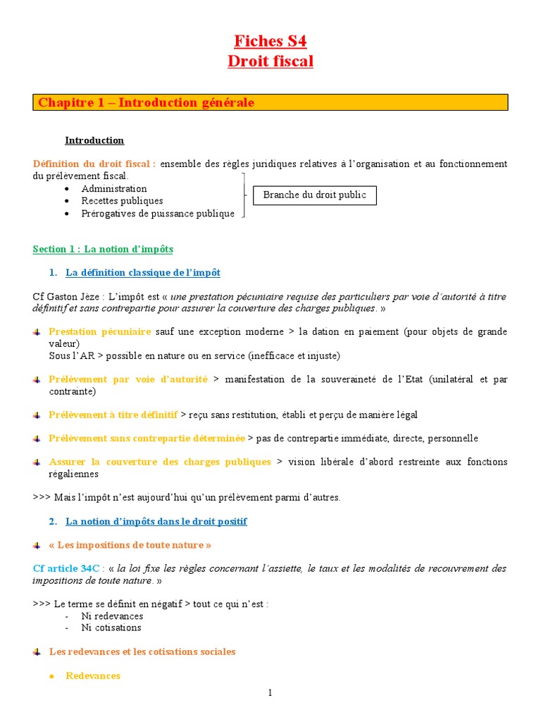 Fiches de révision en droit fiscal | PDF | Impôts | Impôt sur le revenu