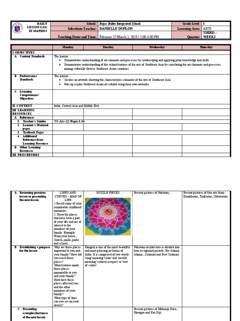 Mapeh8 DLL Arts Q3 3 | Download Free PDF | Learning | Teachers