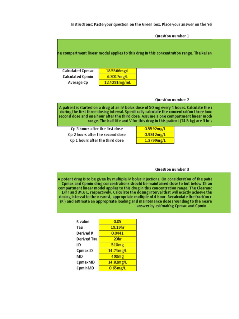 Multidose Prob Set | PDF | Dose (Biochemistry) | Chemistry