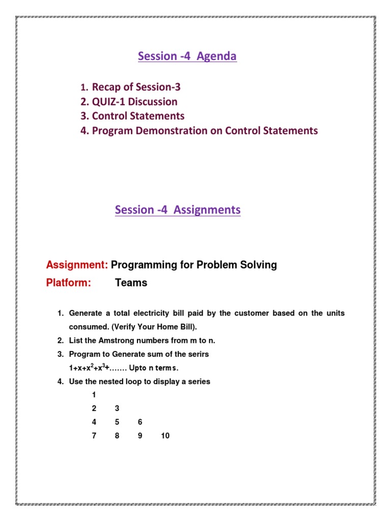Session-4 - Control Statements | PDF | Control Flow | Computer Programming