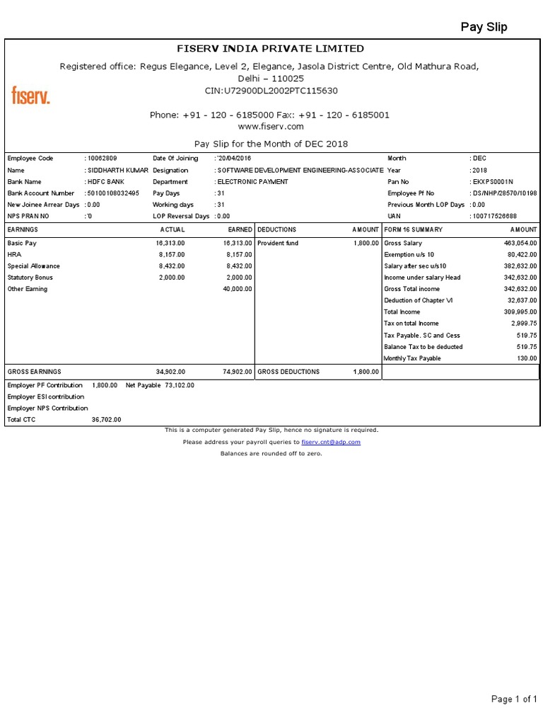 Fiserv December Salary | Download Free PDF | Paycheck | Payroll Tax