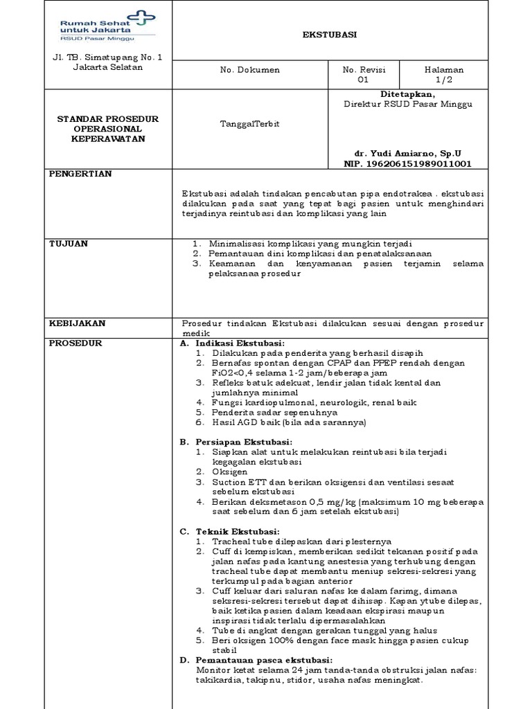 Sop Ekstubasi | PDF