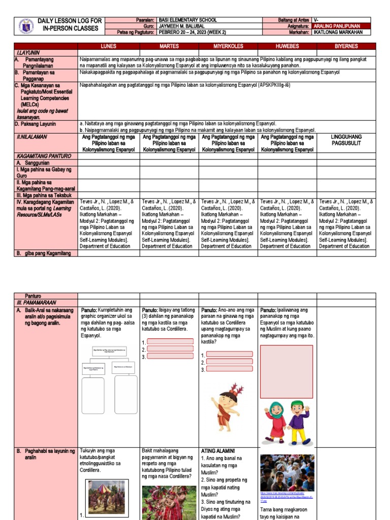 G5 Q3W2 DLL AP (MELCs) | PDF